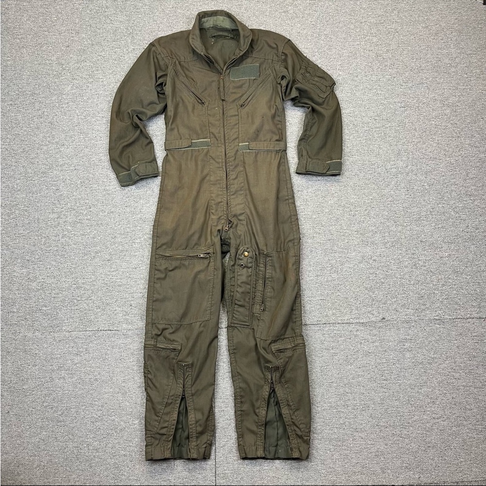 Vintage Olive Green Flight Suit Coverall Military Air… - Gem
